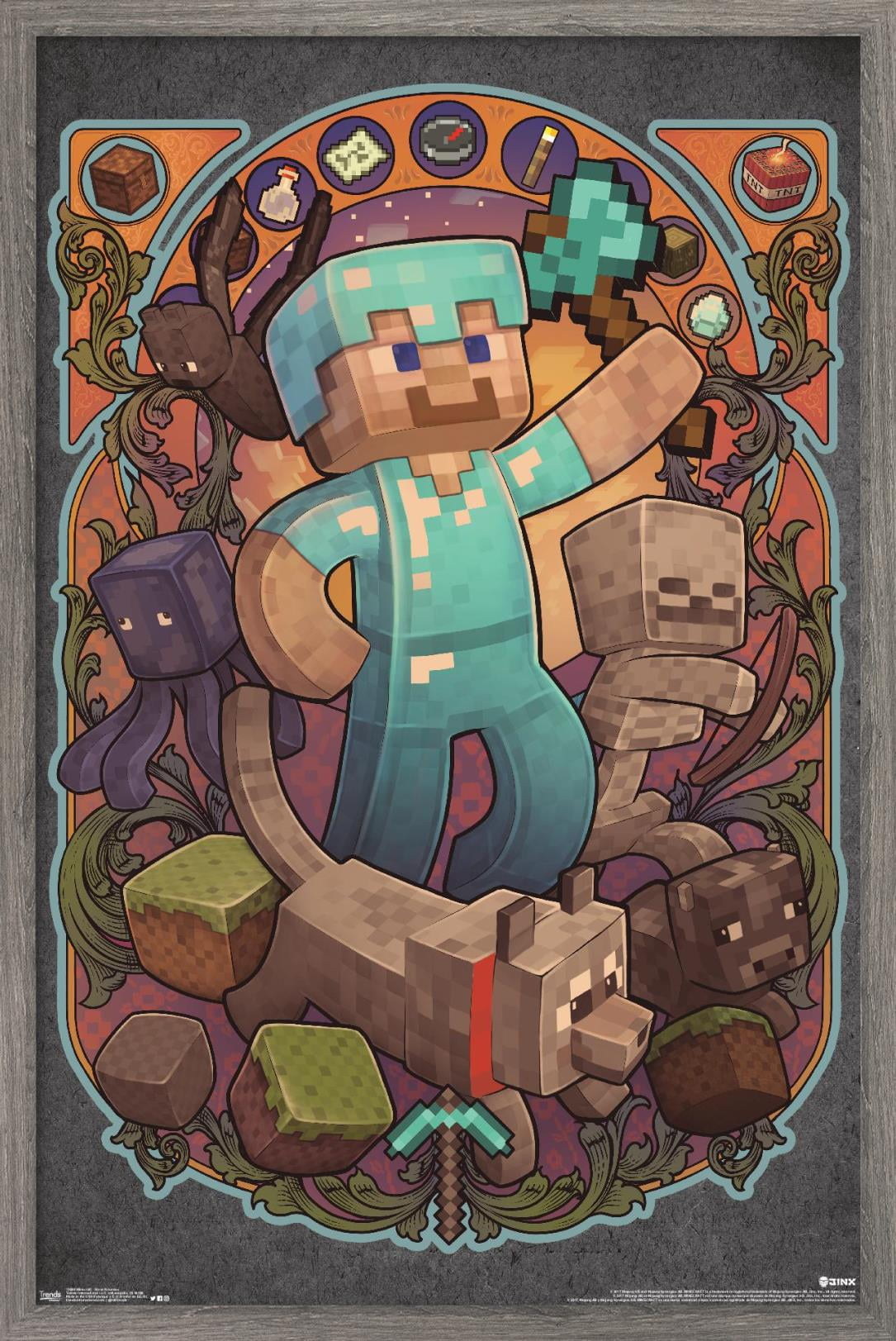 Minecraft - Steve Nouveau Wall Poster, 14.725" x 22.375", Framed ...