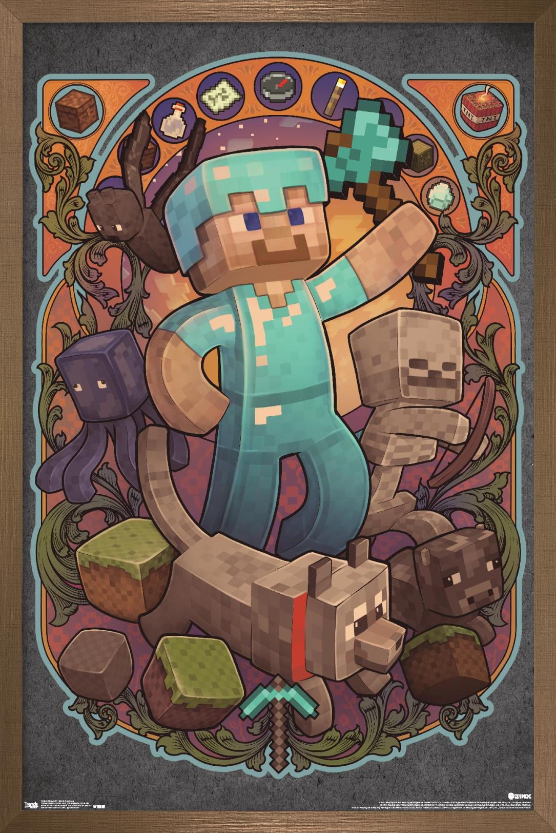 Minecraft - Steve Nouveau Wall Poster, 22.375" x 34", Framed - Walmart.com