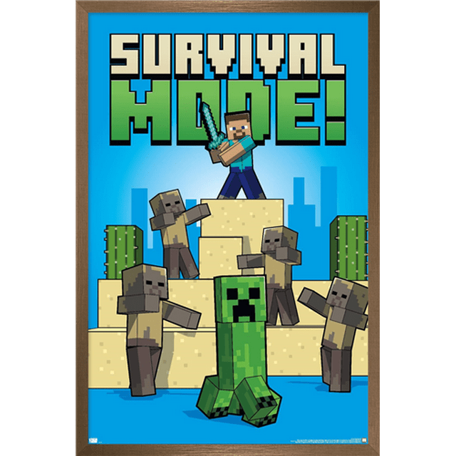 Minecraft - Survival Mode Wall Poster, 22.375" x 34" Framed - Walmart.com