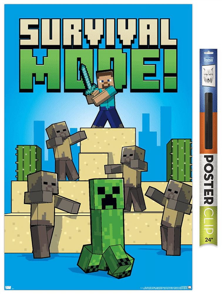 Minecraft - Survival Mode Wall Poster, 22.375" x 34" - Walmart.com