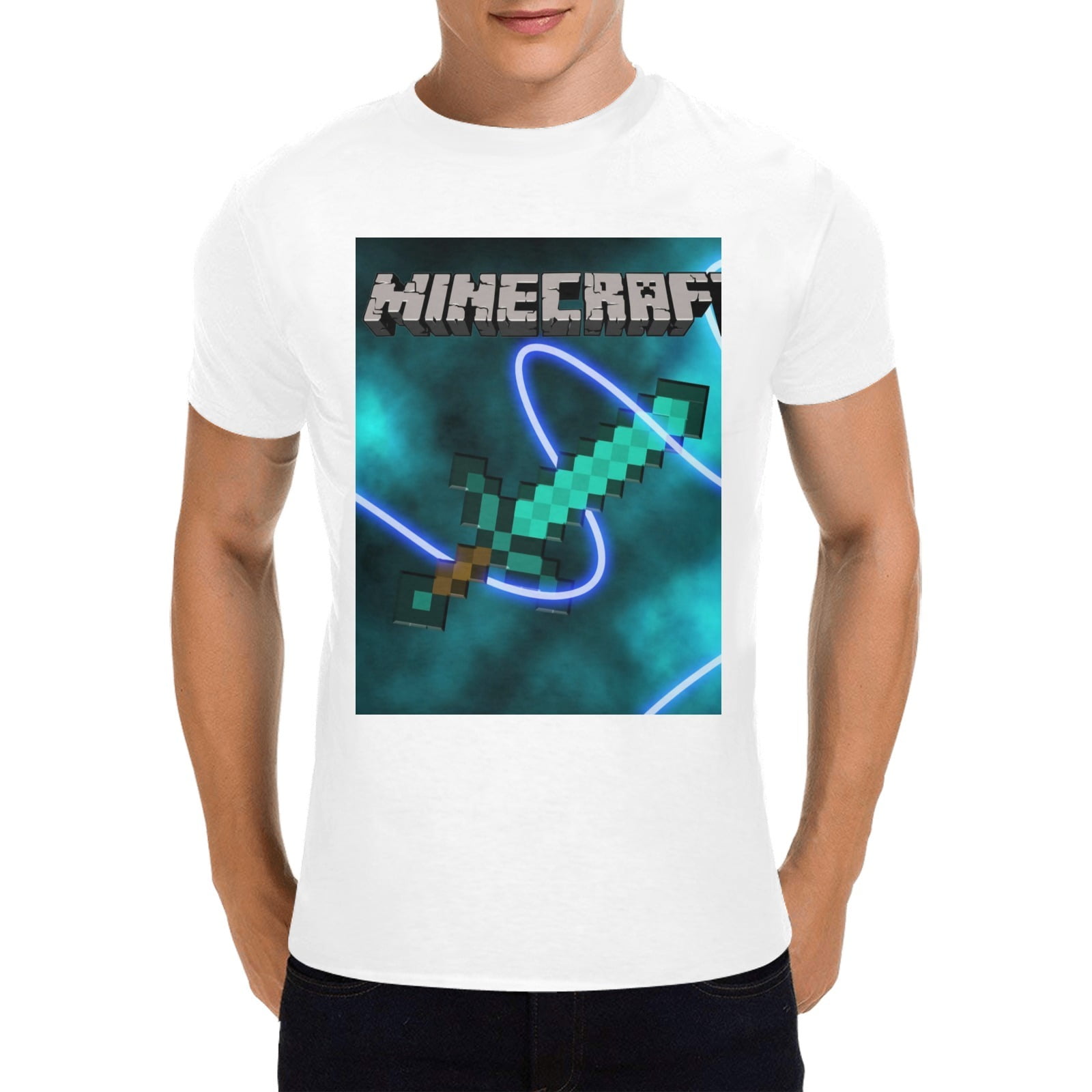 Minecraft T-Shirt Men's Sprites Characters Short Sleeve White Top XL ...