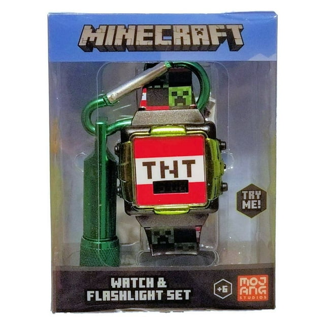 Minecraft TNT Creepr Unisex Flashing Black LCD Silicone Watch with ...