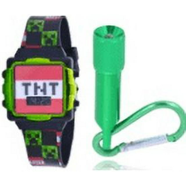Minecraft TNT Creepr Unisex Flashing Black LCD Silicone Watch with ...