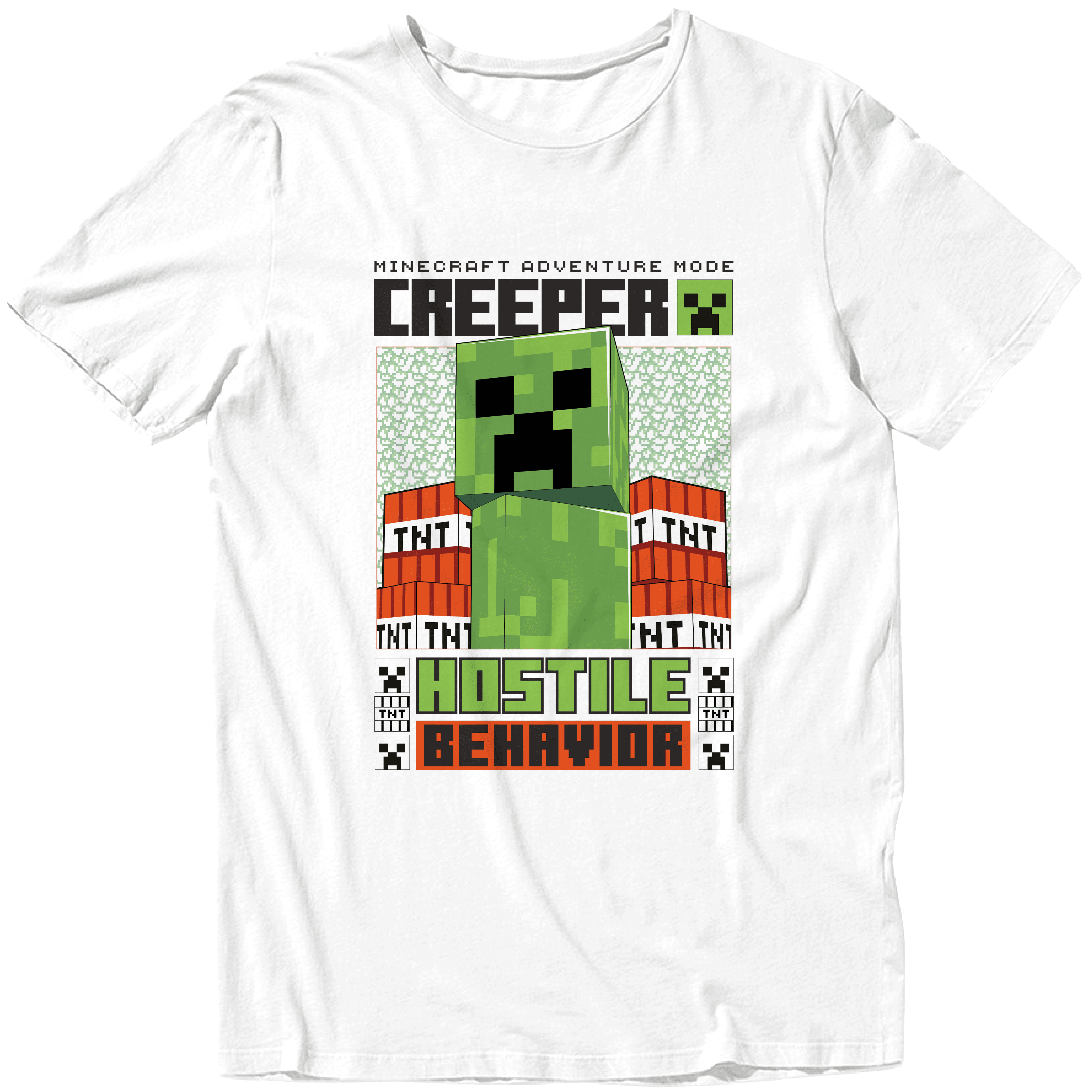 Minecraft TNT Hostile Behaviour Unisex Short Sleeve T-Shirt (White ...