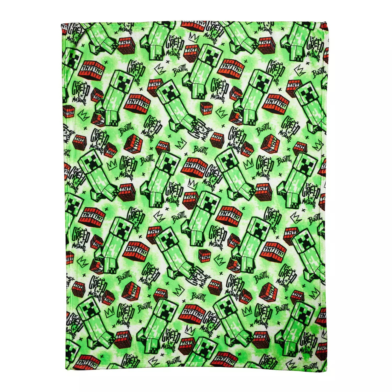 Minecraft Fleece Kids Plush Throw Blanket, Silky Soft Polyester, Green ...