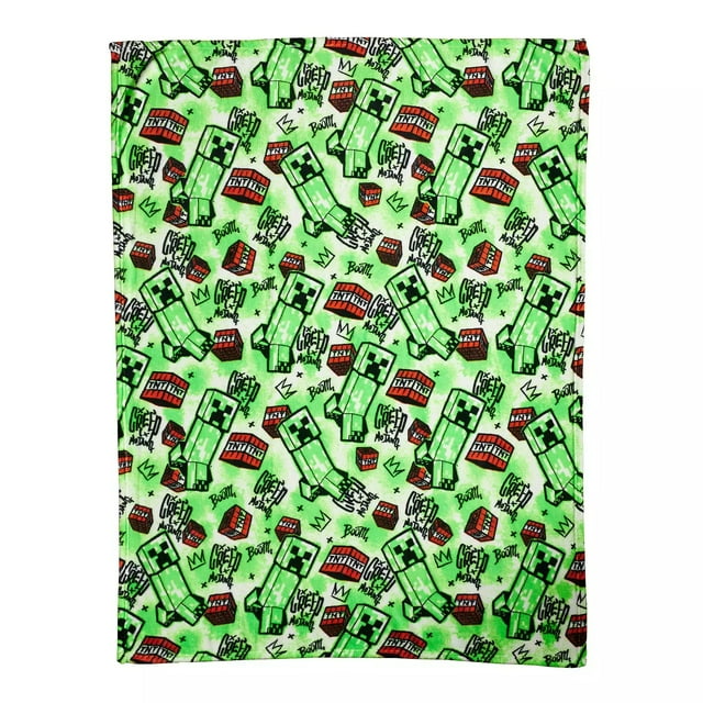 Minecraft TNT Silky Soft Plush Throw Blanket, 46" X 60" Green All-over ...