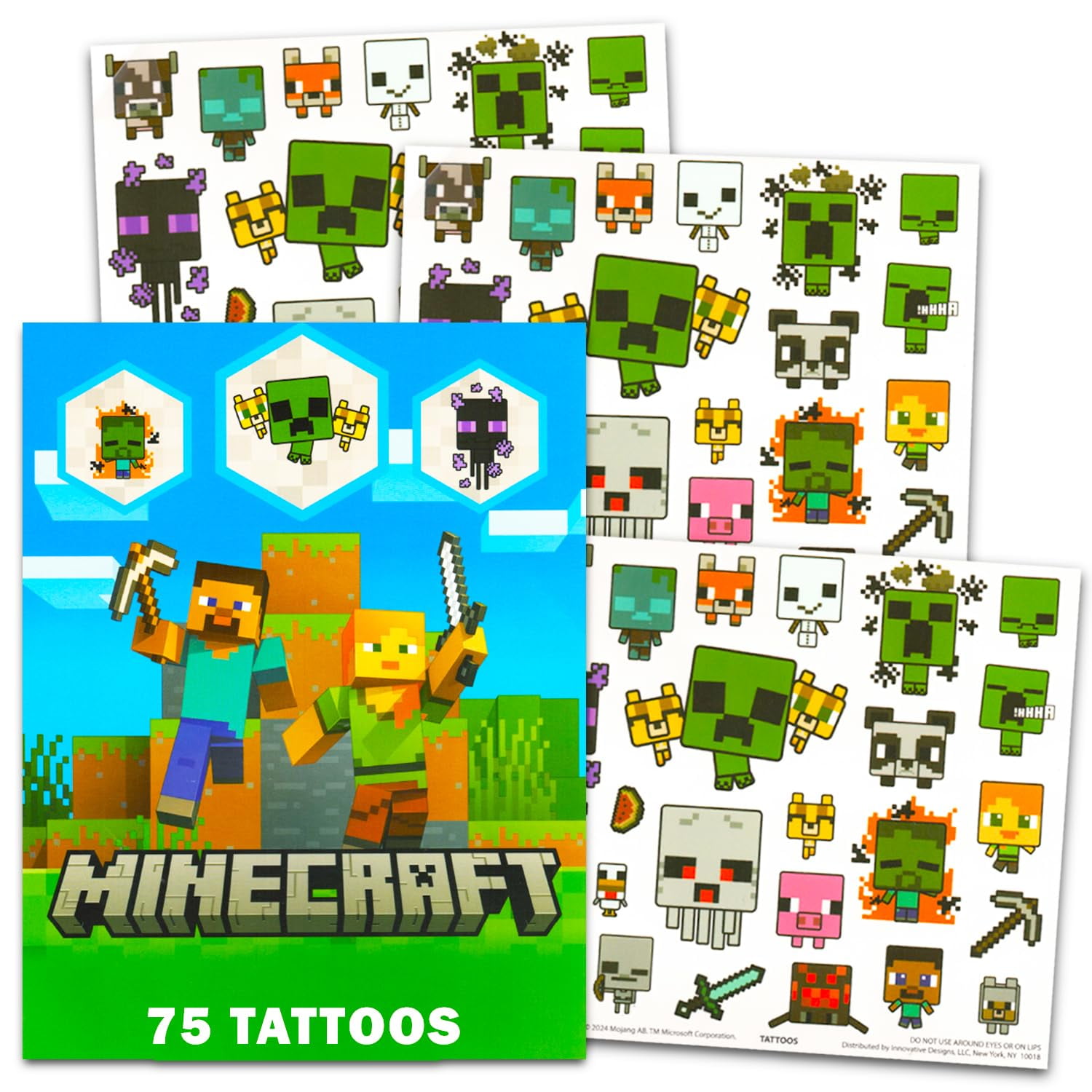 Minecraft Temporary Tattoos for MFF30 Kids and Adults - 75 Minecraft ...