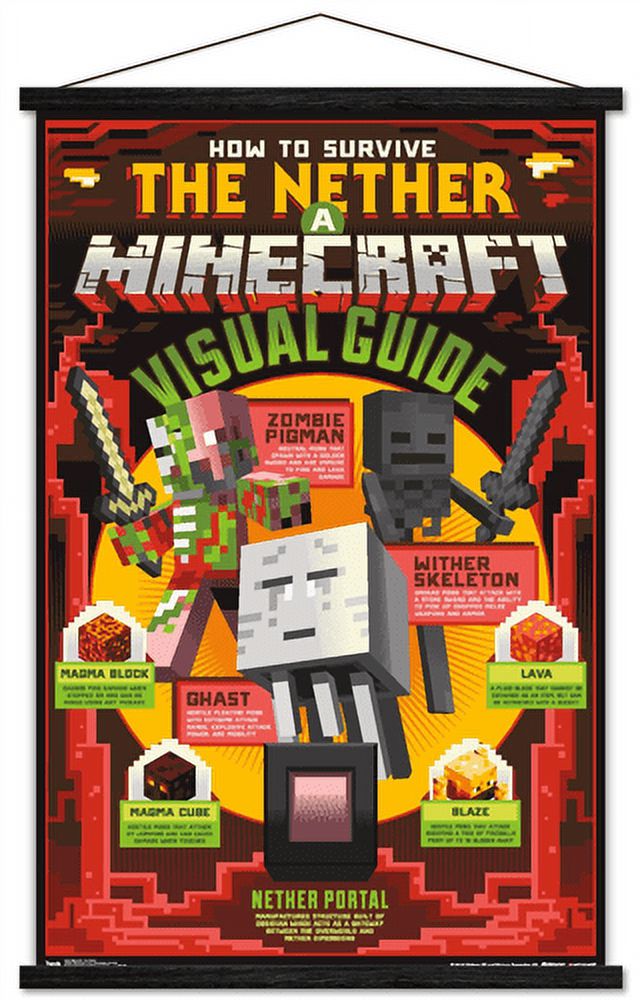 Minecraft - The Nether Wall Poster with Magnetic Frame, 22.375" x 34 ...