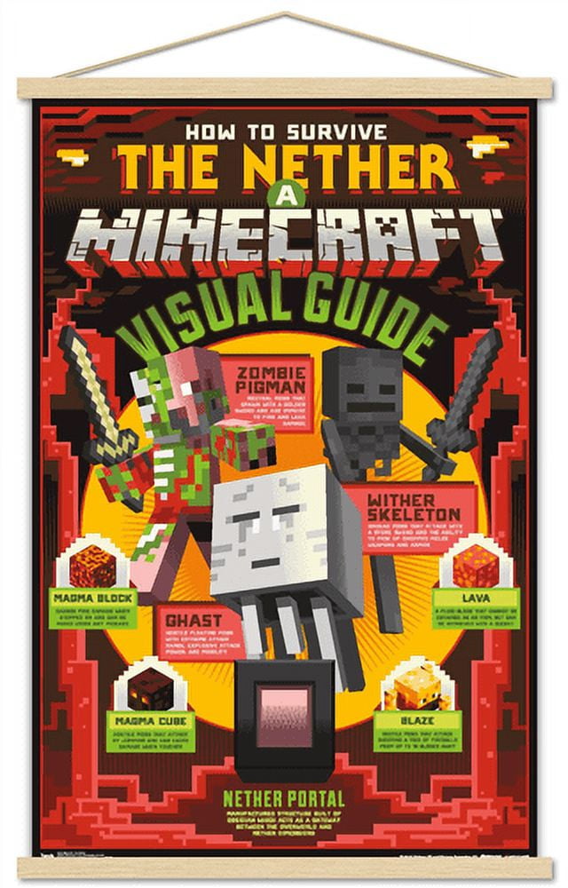 Minecraft - The Nether Wall Poster with Magnetic Frame, 22.375" x 34 ...