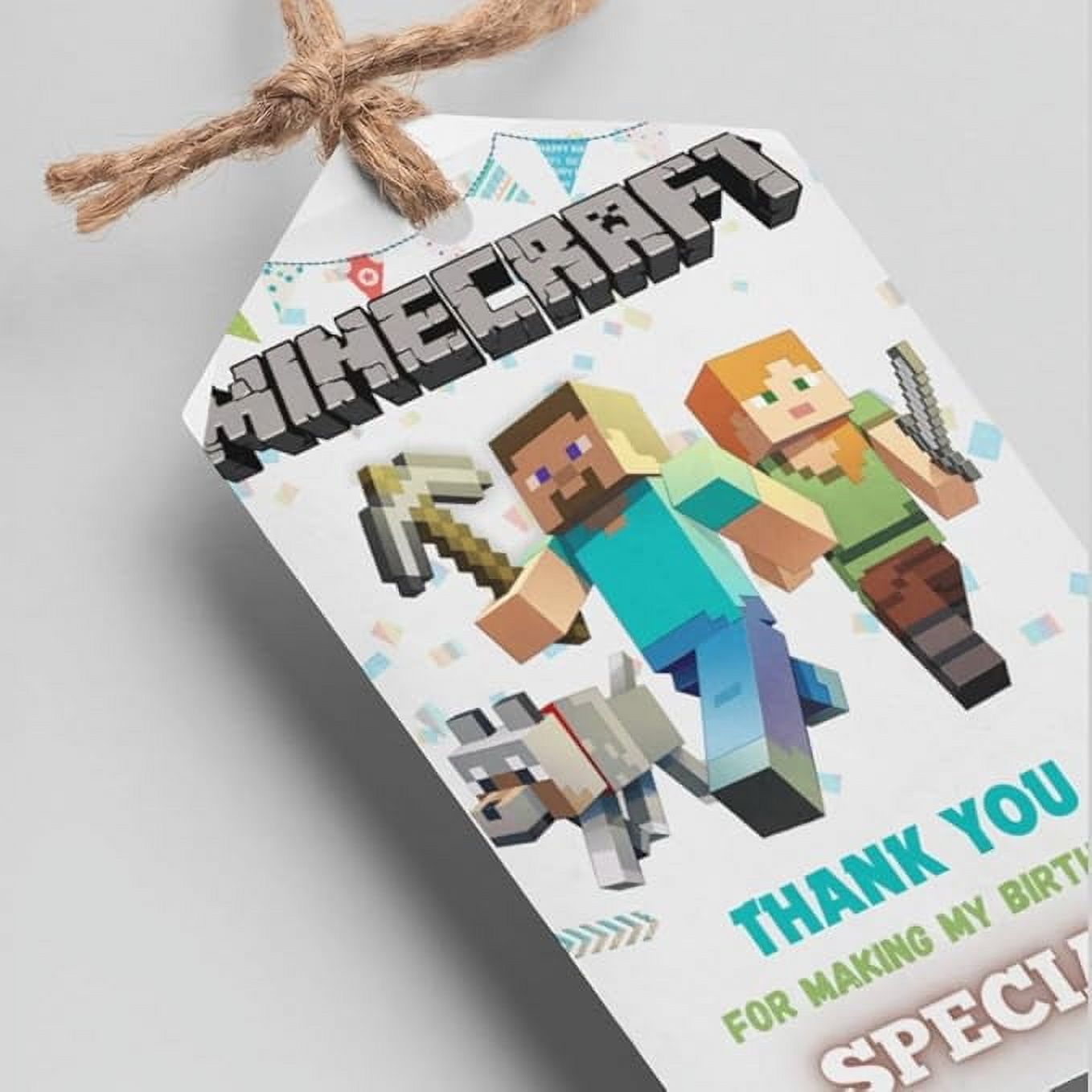 Minecraft Theme Thank You Cards & Return Gift Tags – 30 Pcs, 2 x 3.5 ...