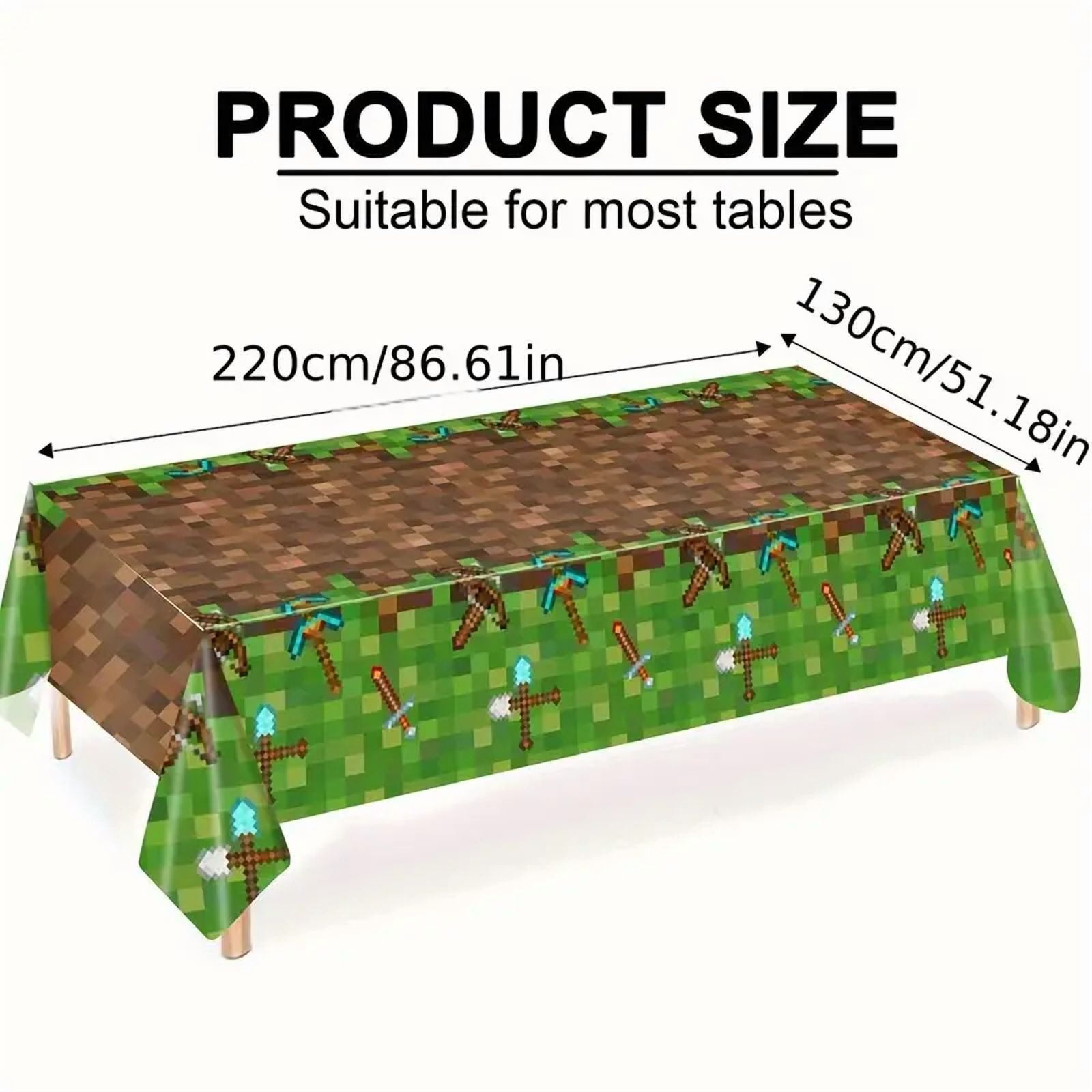 Minecraft Themed Party Tablecloth - Vibrant Pixel Art Design with Dungeons & Diamonds - Walmart.com