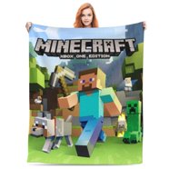 "Soft Plush Fuzzy 45"" x 60"" Kids Video Game Minecraft Fleece Blanket ...