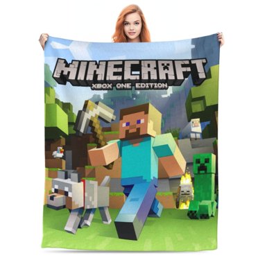 "Soft Plush Fuzzy 45"" x 60"" Kids Video Game Minecraft Fleece Blanket ...