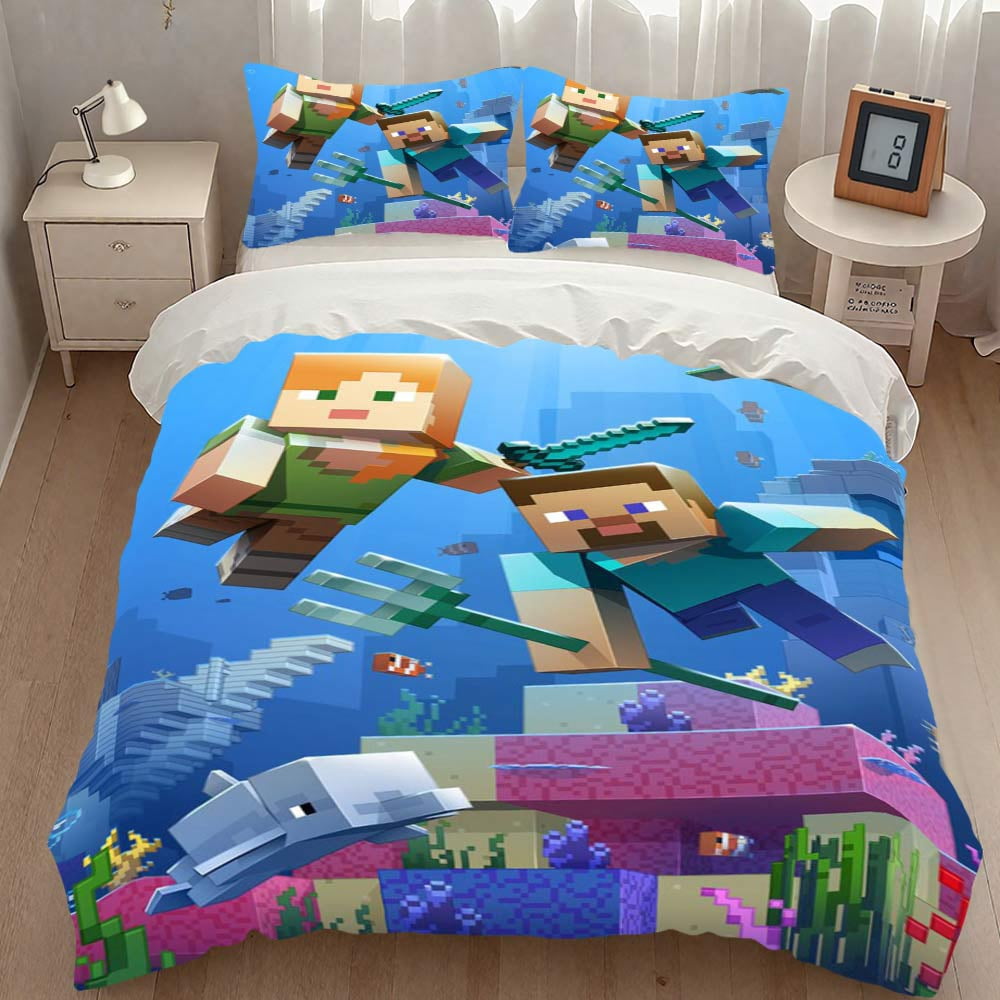 Minecraft Toddler Bedding Set Comforter Girls Boys Pillow Gifts ...