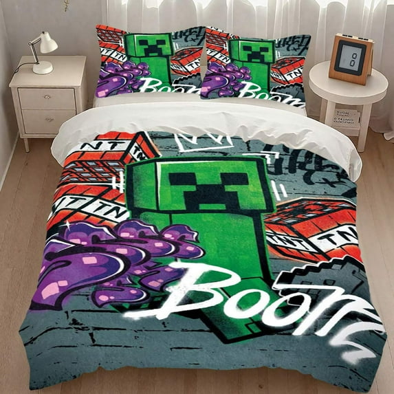 Minecraft Toddler Sheet Pillow Comforter Bedding Set Gifts Girls Boys ...