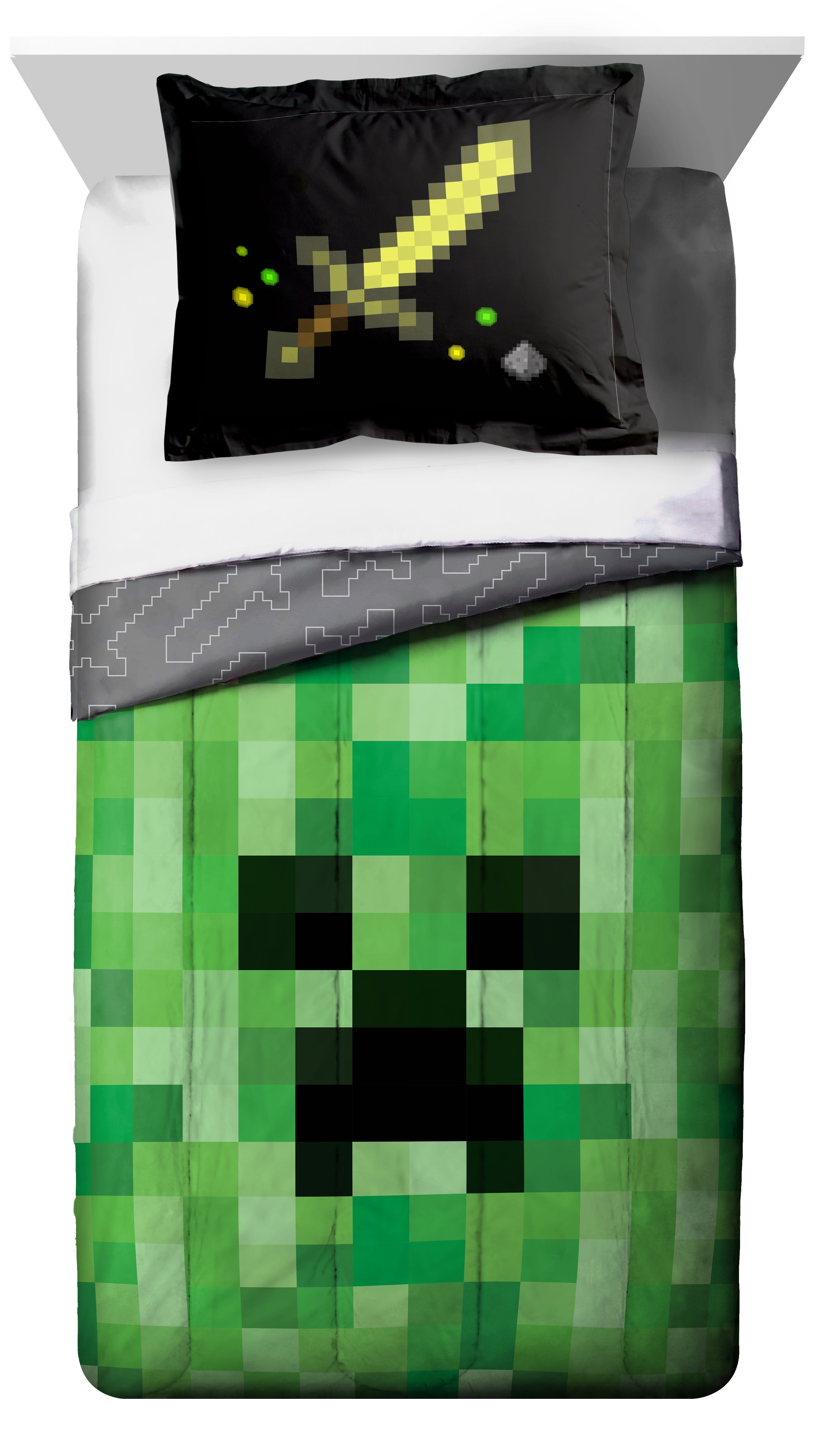 Minecraft Twin/Full Comforter and Sham Set, Gaming Bedding - Walmart.com