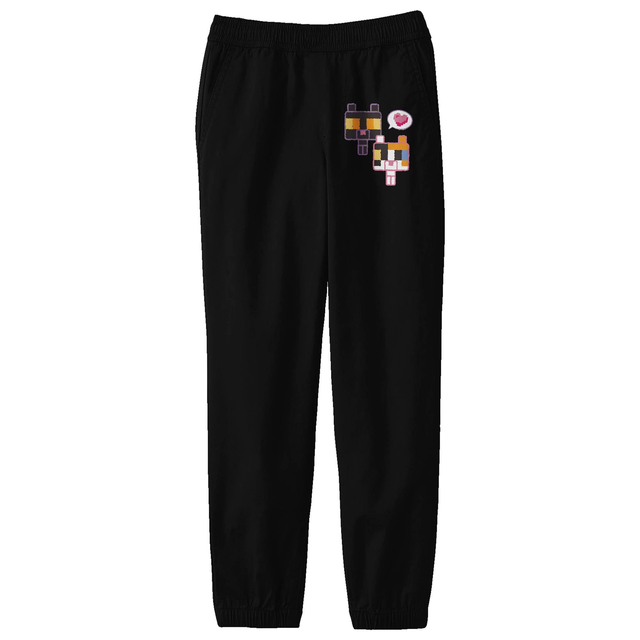 Minecraft Two Block Kittens Youth Black Graphic Sweatpants-Large ...