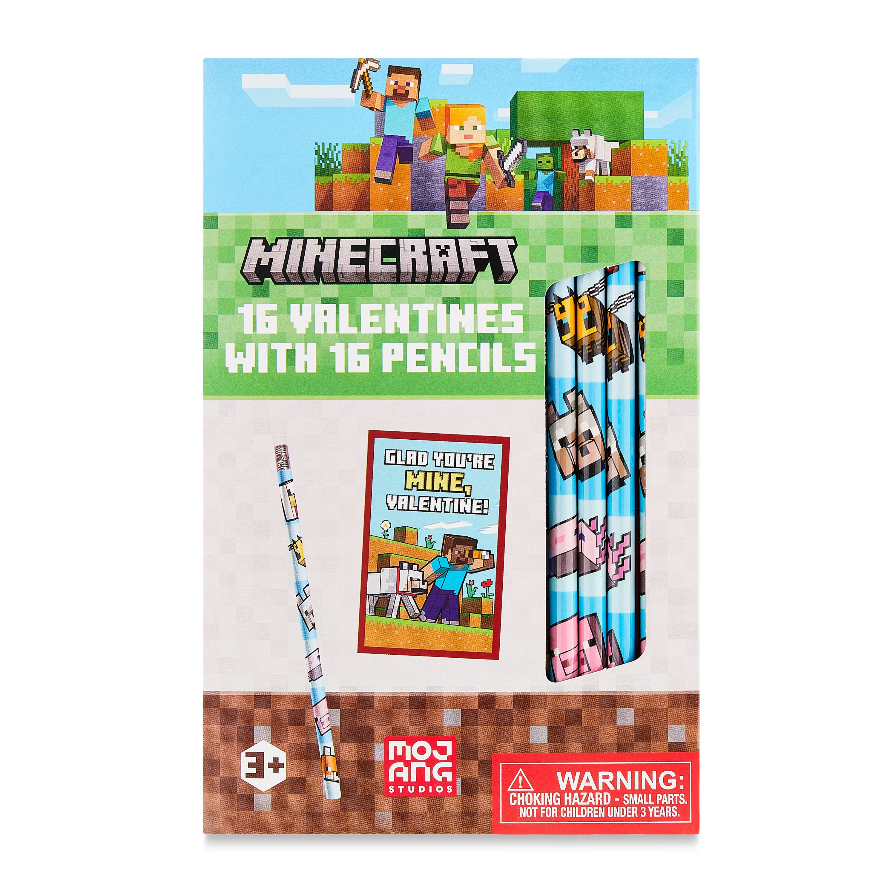 Minecraft Valentine Exchange Cards with Pencils, 16 Count, Kids School ...