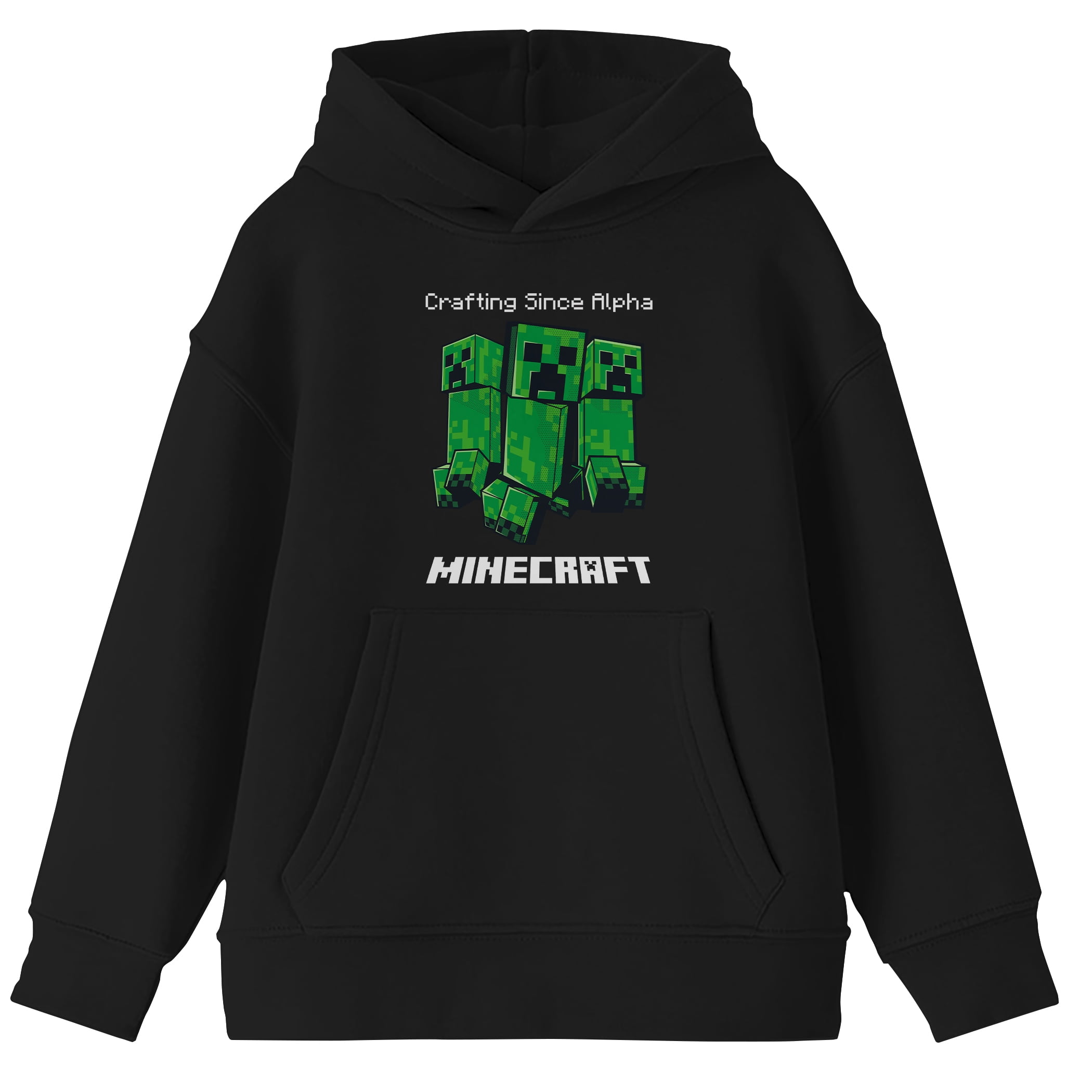 Minecraft Video Game Alpha Youth Boys Black Hooded Sweatshirt -XL ...