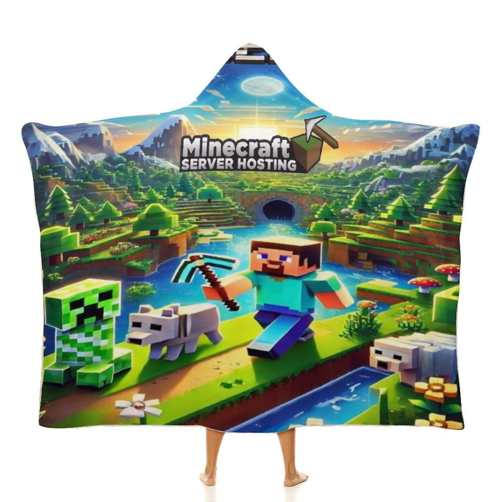 Minecraft Wearable Blanket Hoodie for Adults Game print Hooded Blanket ...