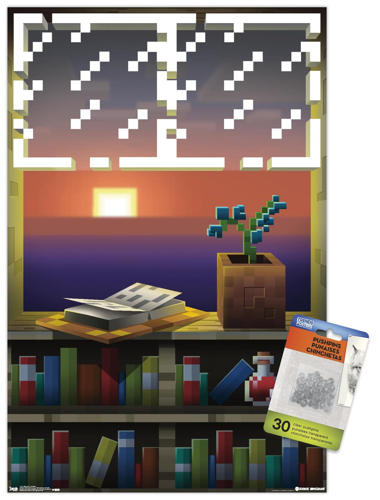 Minecraft - Window Wall Poster with Push Pins, 14.725" x 22.375 ...