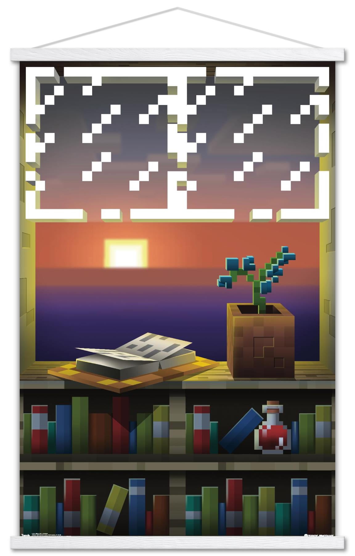 Minecraft - Window Wall Poster with Wooden Magnetic Frame, 22.375" x 34 ...