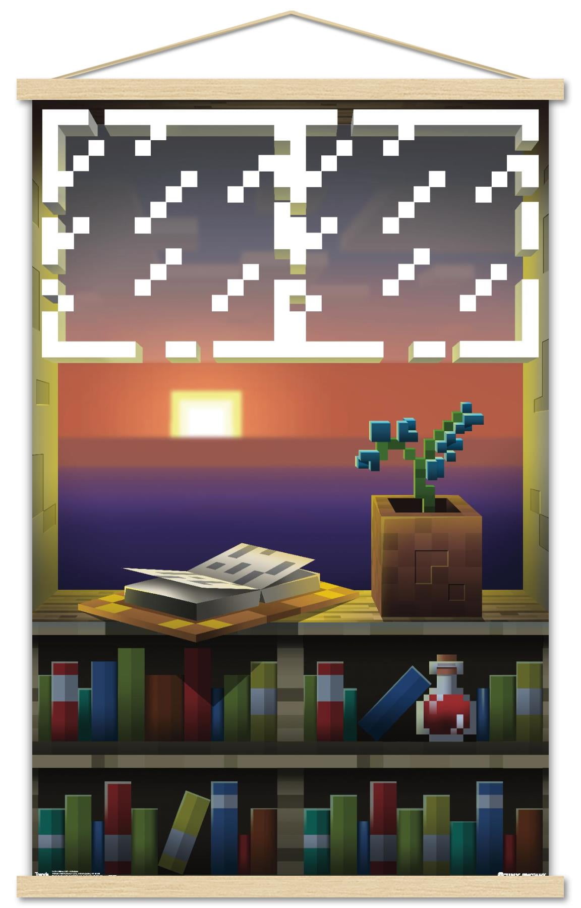 Minecraft - Window Wall Poster with Wooden Magnetic Frame, 22.375" x 34 ...