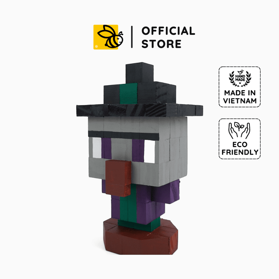Minecraft Witch Wooden Model – Pixel Art Block Toy, DIY Decor, Handmade ...