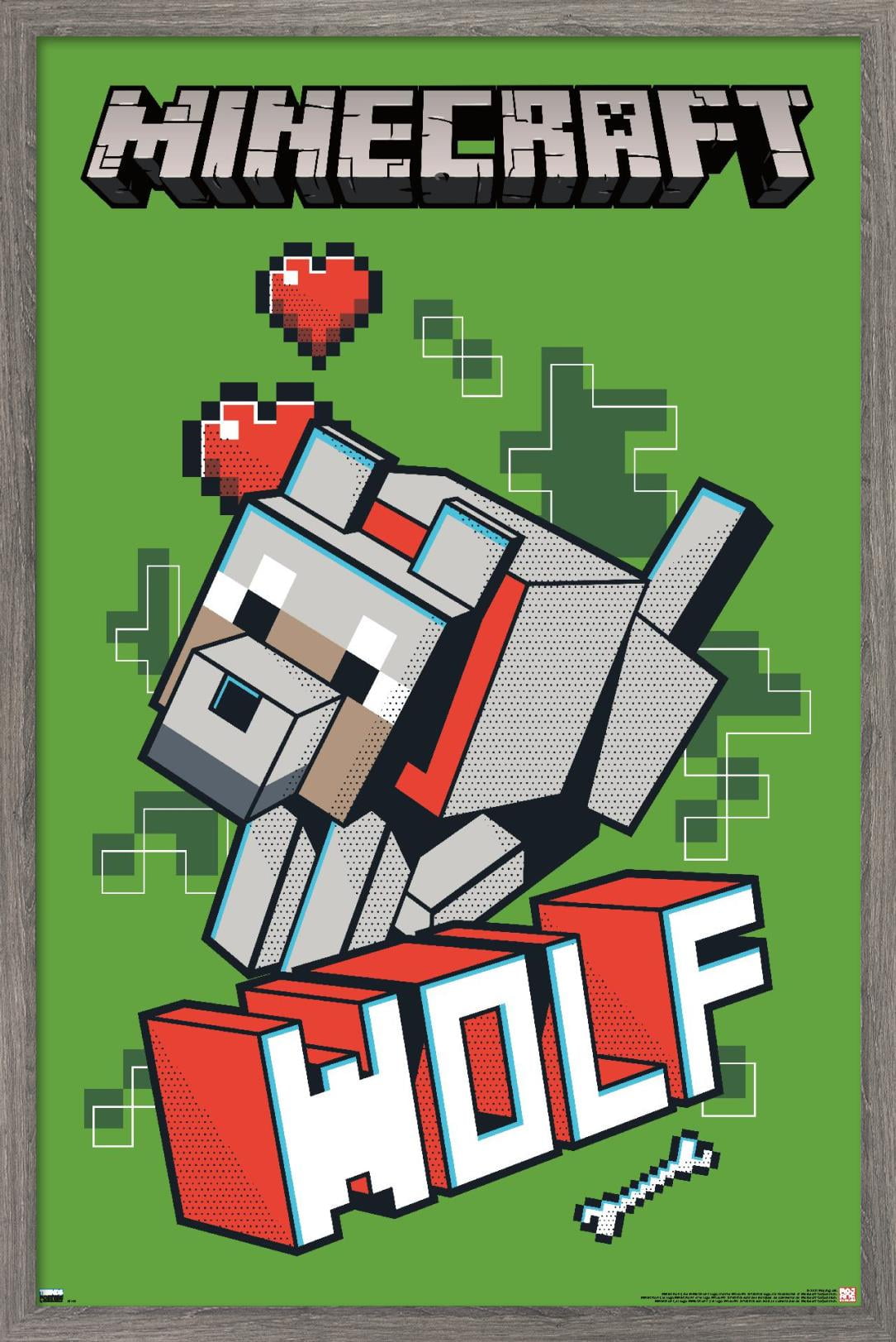 Minecraft - Wolf Wall Poster, 14.725" x 22.375", Framed - Walmart.com