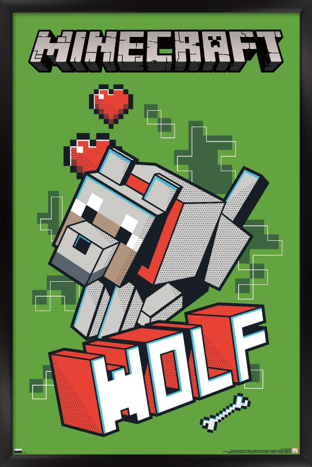 Minecraft - Wolf Wall Poster, 14.725" x 22.375", Framed - Walmart.com