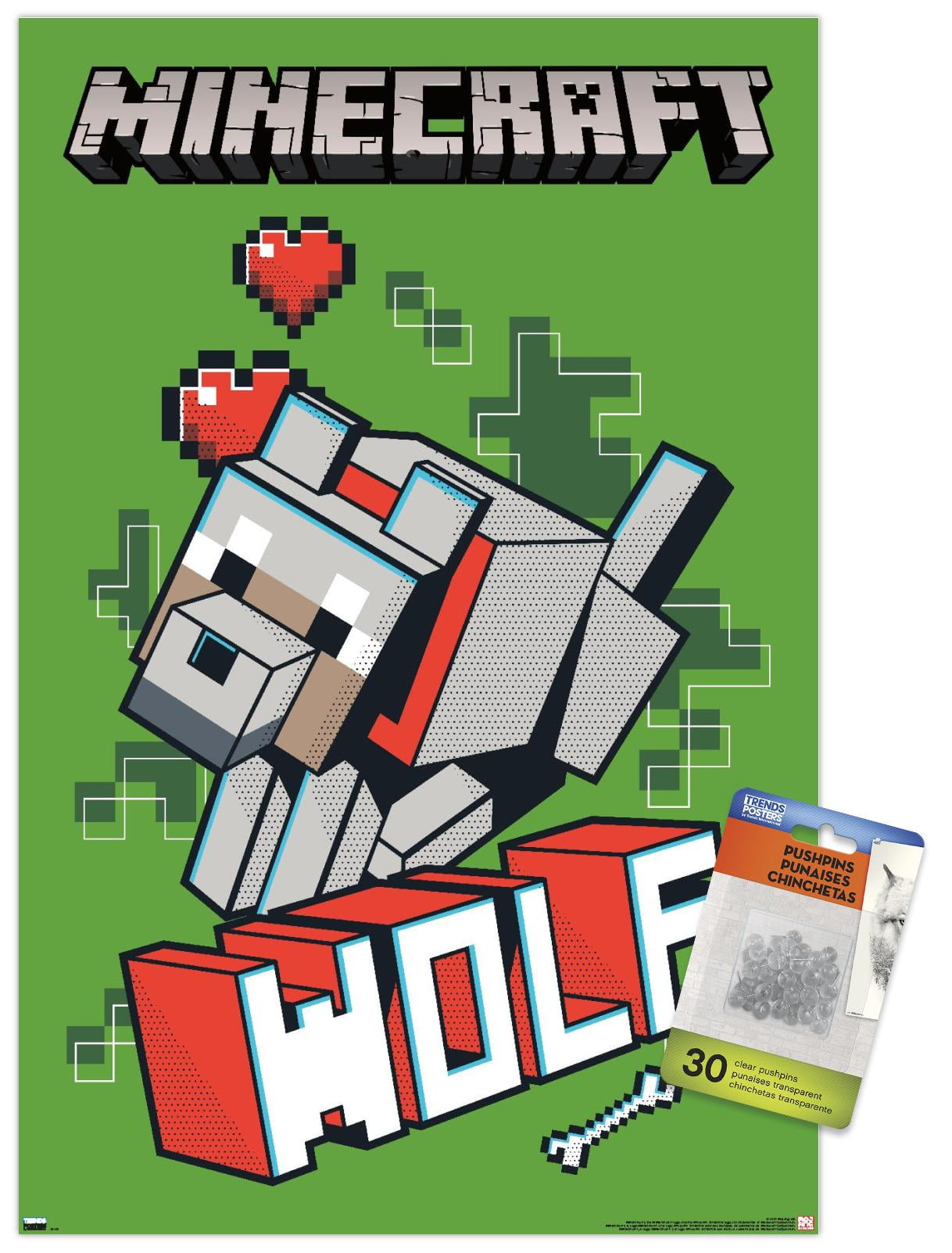 Minecraft - Wolf Wall Poster with Pushpins, 14.725" x 22.375" - Walmart.com
