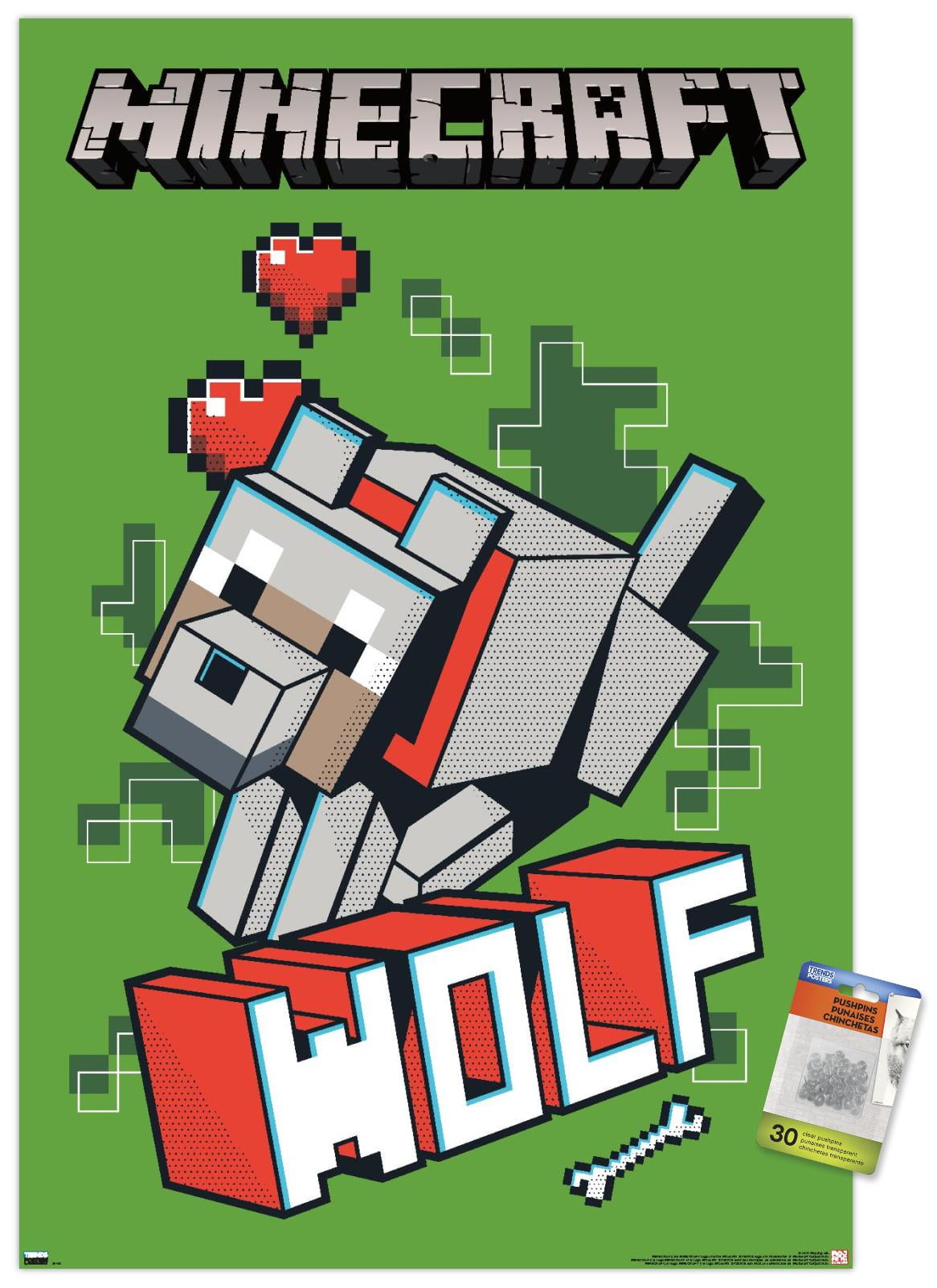 Minecraft - Wolf Wall Poster with Pushpins, 22.375" x 34" - Walmart.com