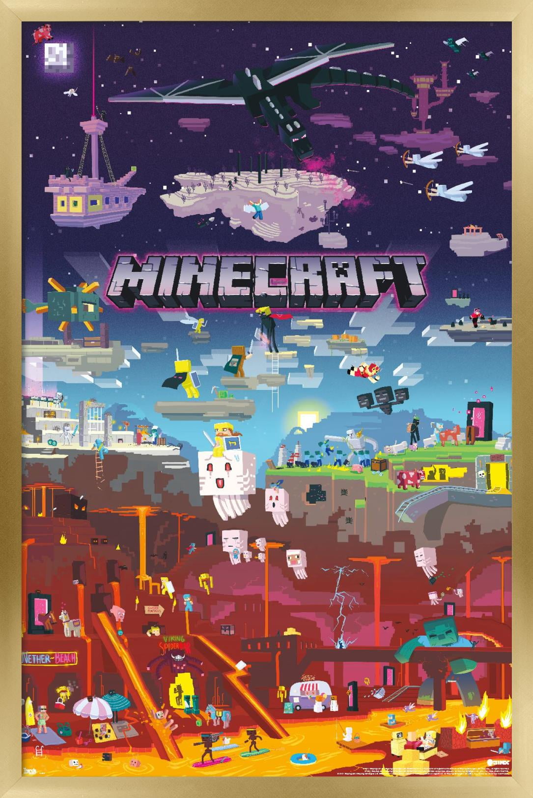 Minecraft - World Beyond Wall Poster, 14.725" x 22.375", Framed ...