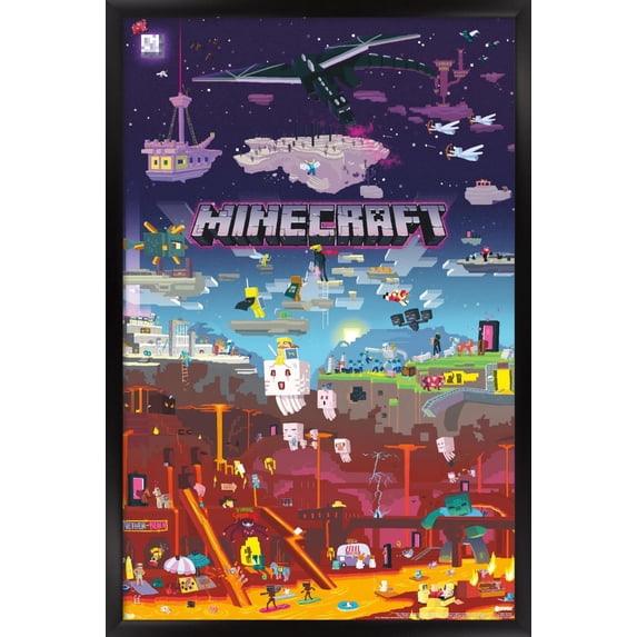 Minecraft - World Beyond Wall Poster, 22.375" x 34", Framed - Walmart.com