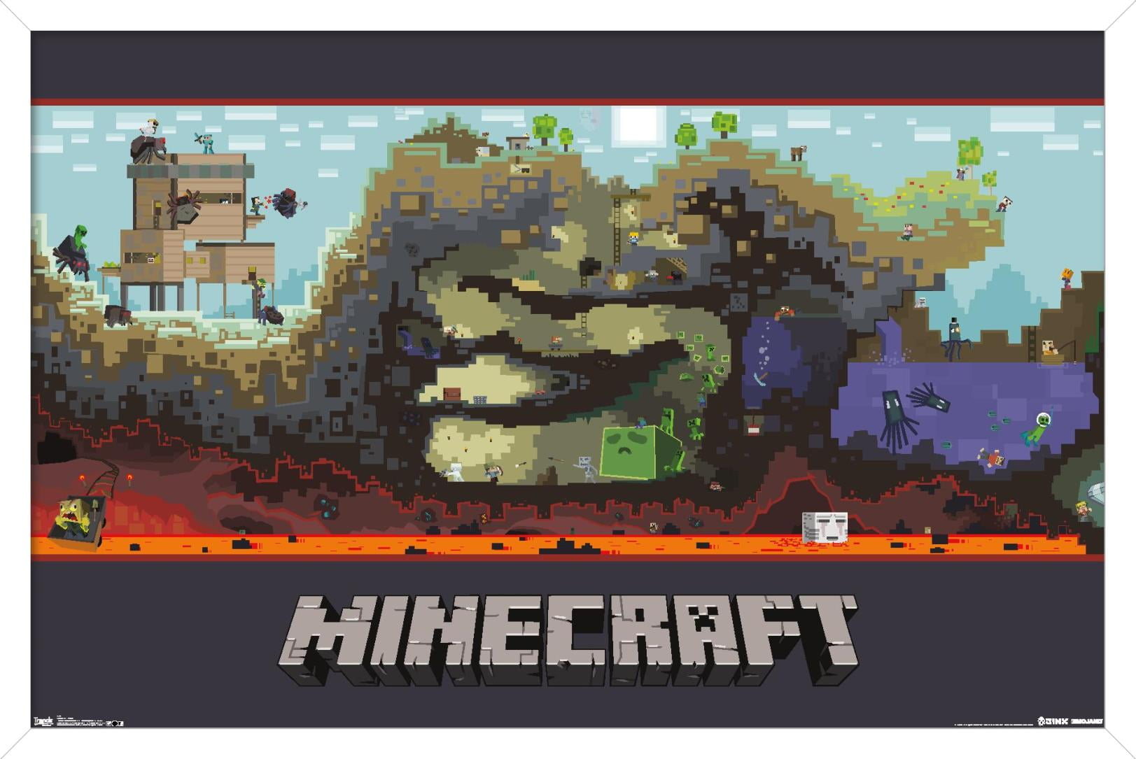 Minecraft - World Wall Poster, 14.725" x 22.375", Framed - Walmart.com