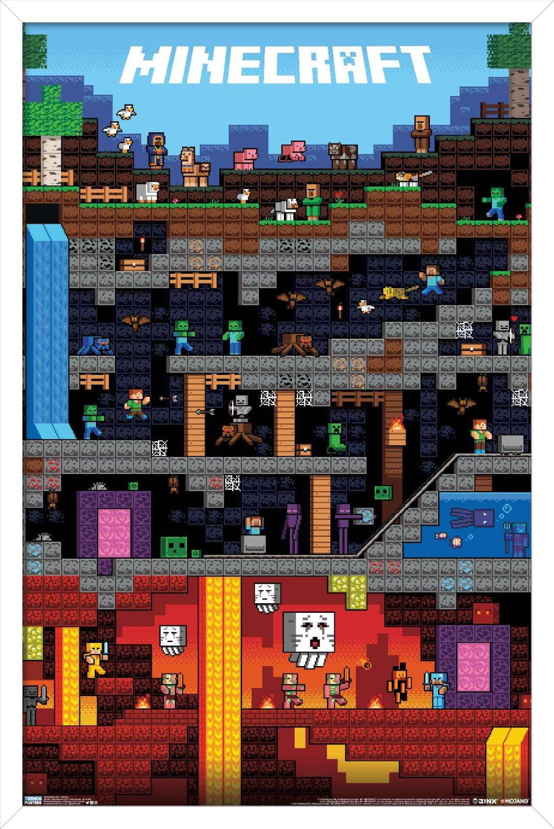Minecraft - Worldly Wall Poster, 22.375" x 34", Framed - Walmart.com