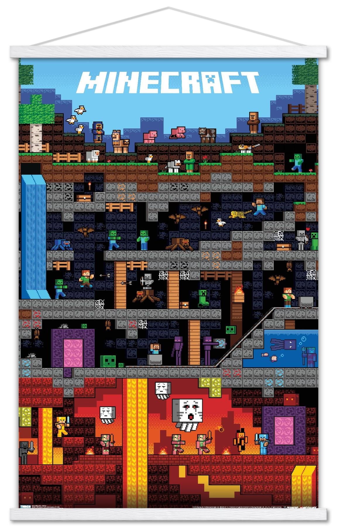Minecraft - Worldly Wall Poster with Wooden Magnetic Frame, 22.375" x ...