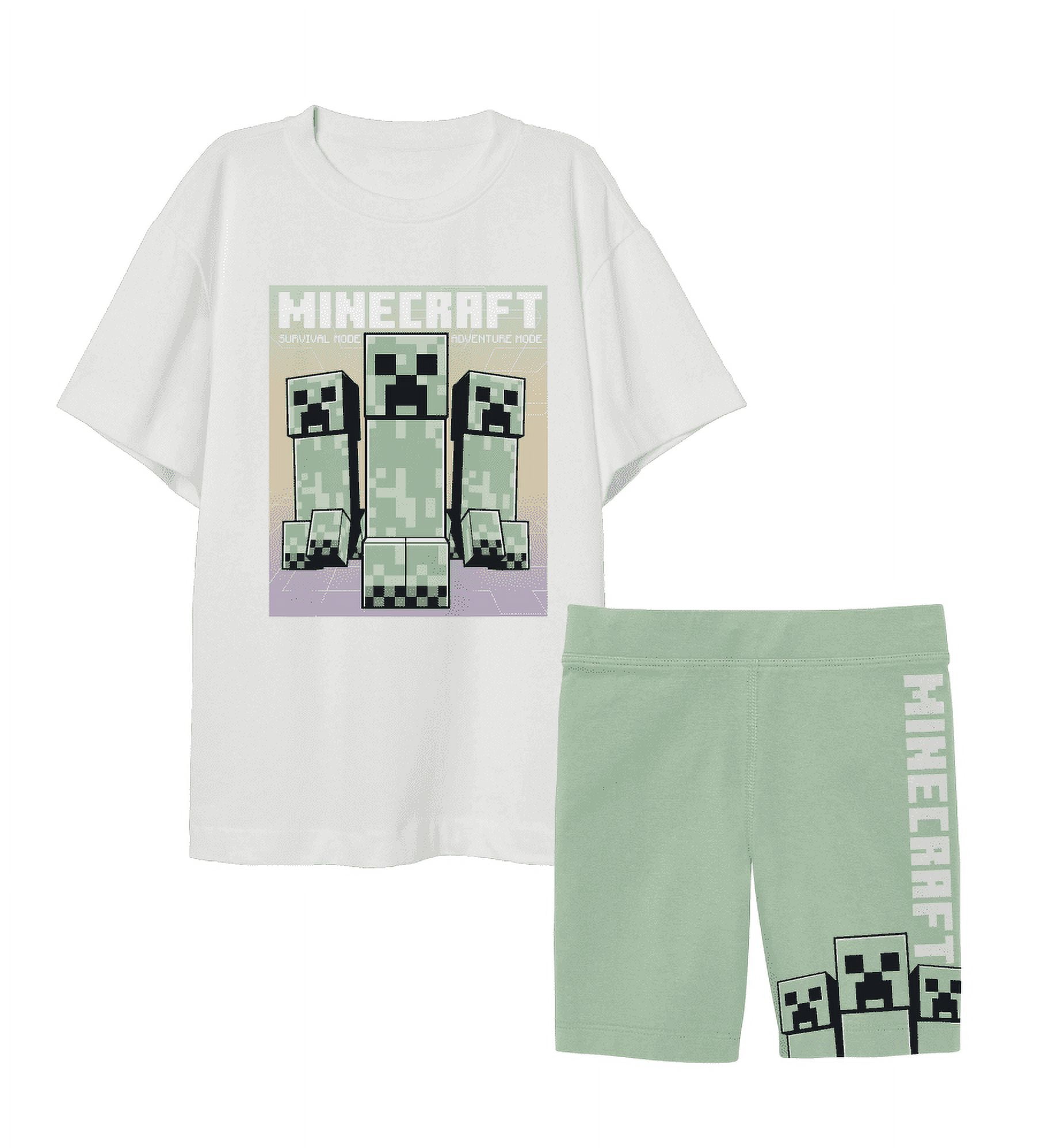 Minecraft Youth Girls Basic Tee & Biker Short Set-Small - Walmart.com