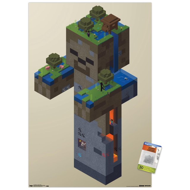 Minecraft - Zombie Swamp Wall Poster with Push Pins, 22.375" x 34 ...