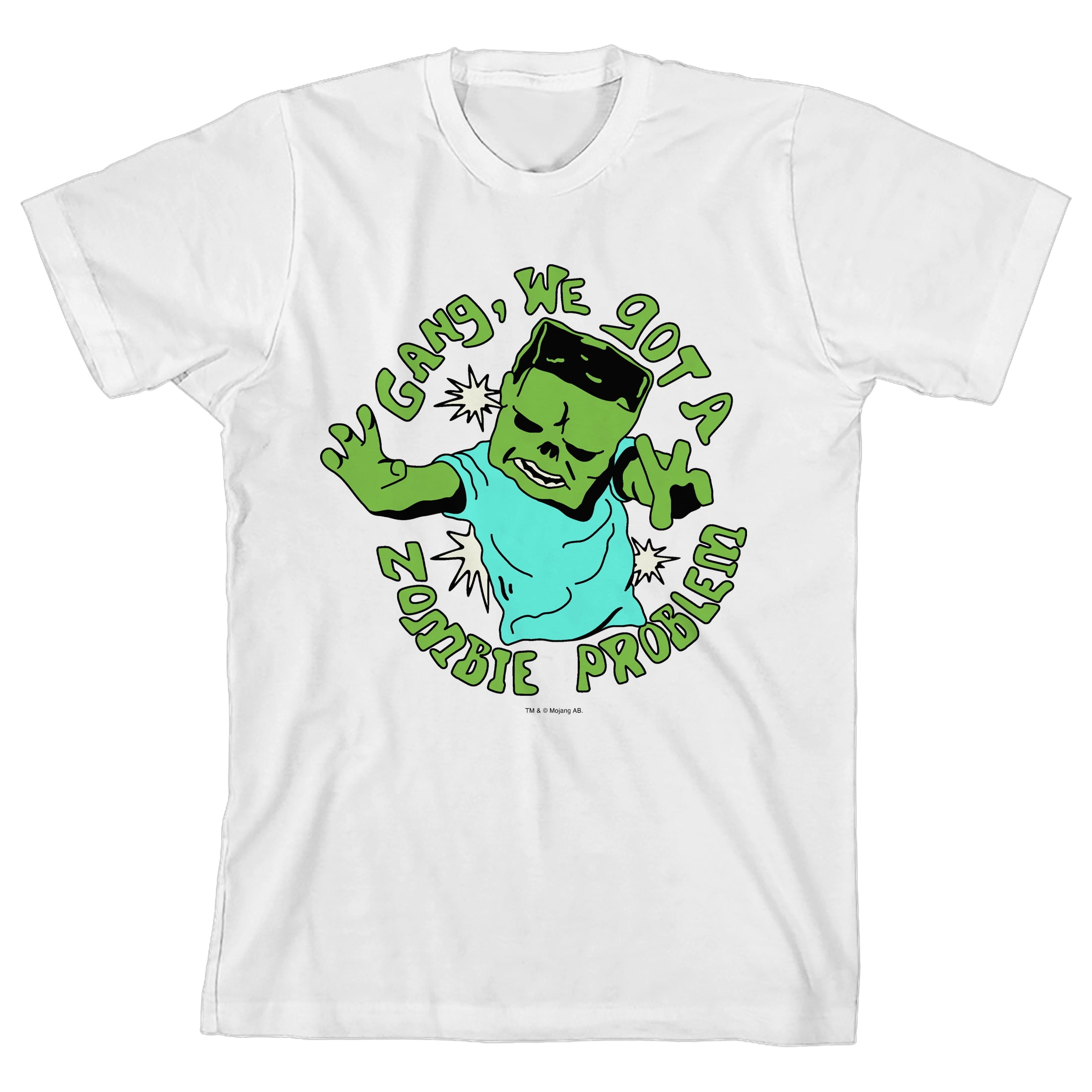 Minecraft Zombie Youth White Crew Neck Short Sleeve Shirt-XS - Walmart.com