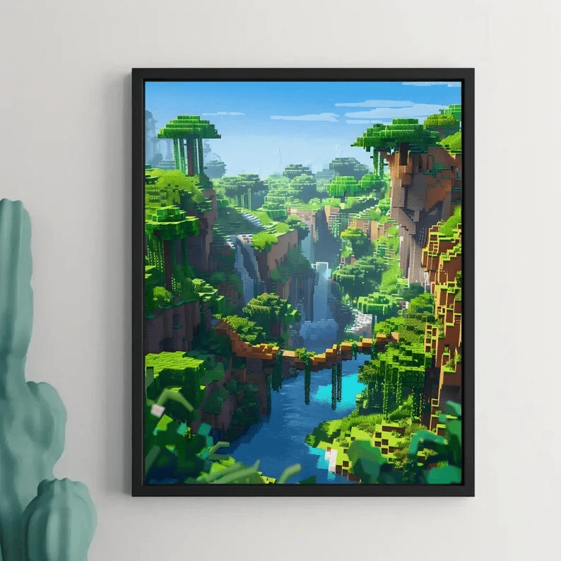 Minecraft poster, minecraft wall art, minecraft landscape 2 - Walmart.com