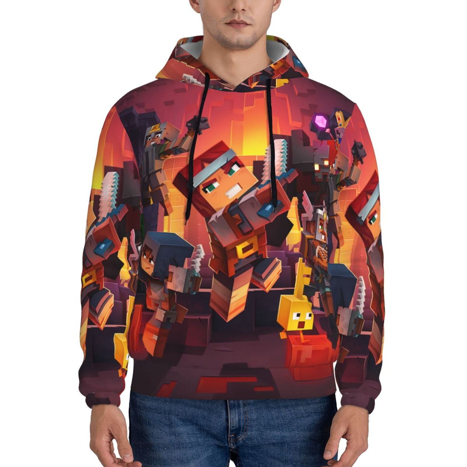 Minecrafts Men Hoodie – Soft Stretch Pullover Sweatshirt with Game ...