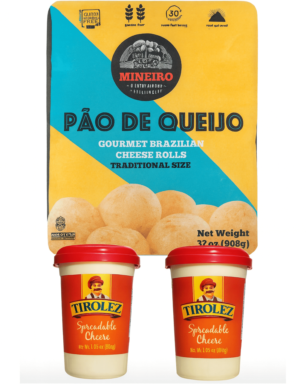 Mineiro Gourmet Cheese Bread 32 oz + Tirolez Requeijao 7 oz (2 Pack ...