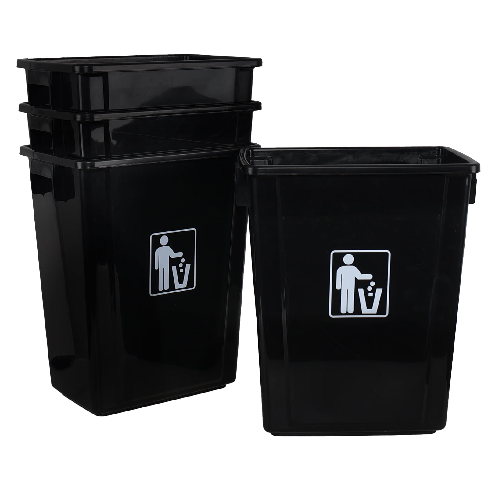 Minekkyes 13 Gallon Plastic Open Top Wastebasket, Rectangle Garbage Bin ...