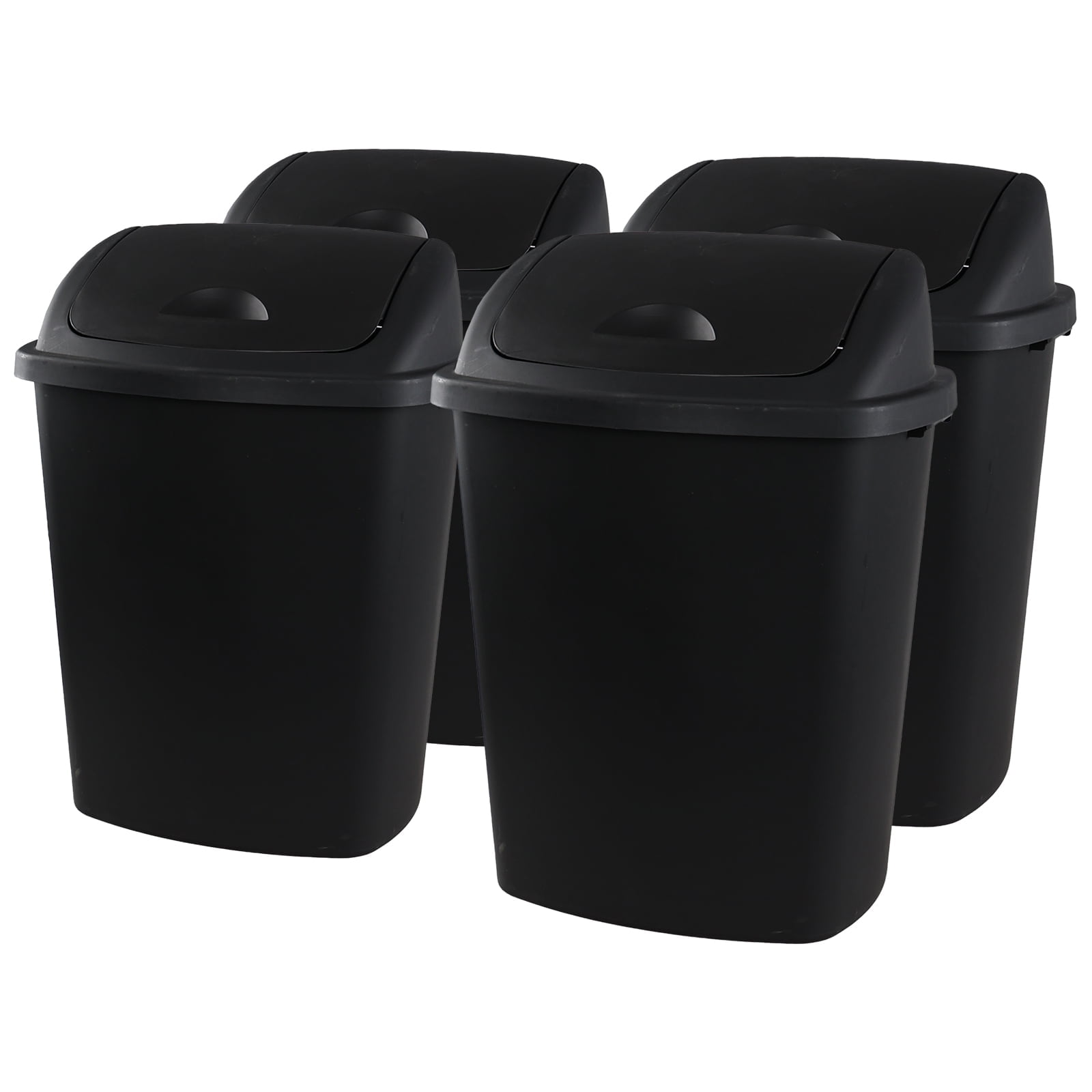 Minekkyes 15 Gallon Trash Can, Commercial Plastic Wastebasket, Black ...