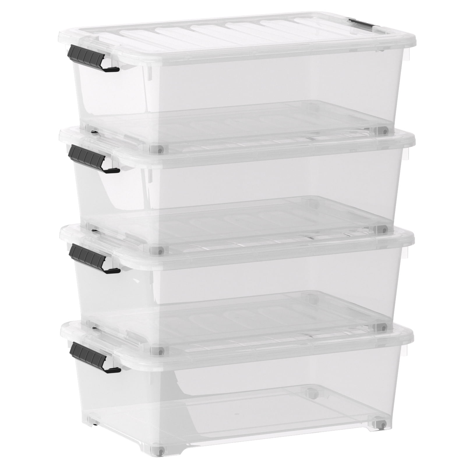 Minekkyes 20 Quart Plastic Under Bed Storage Containers, Latching ...