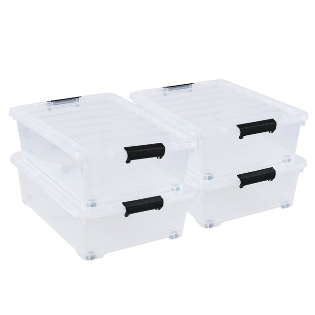 Minekkyes 4-Pack 25 Quart Large Plastic Underbed Clothes Storage ...