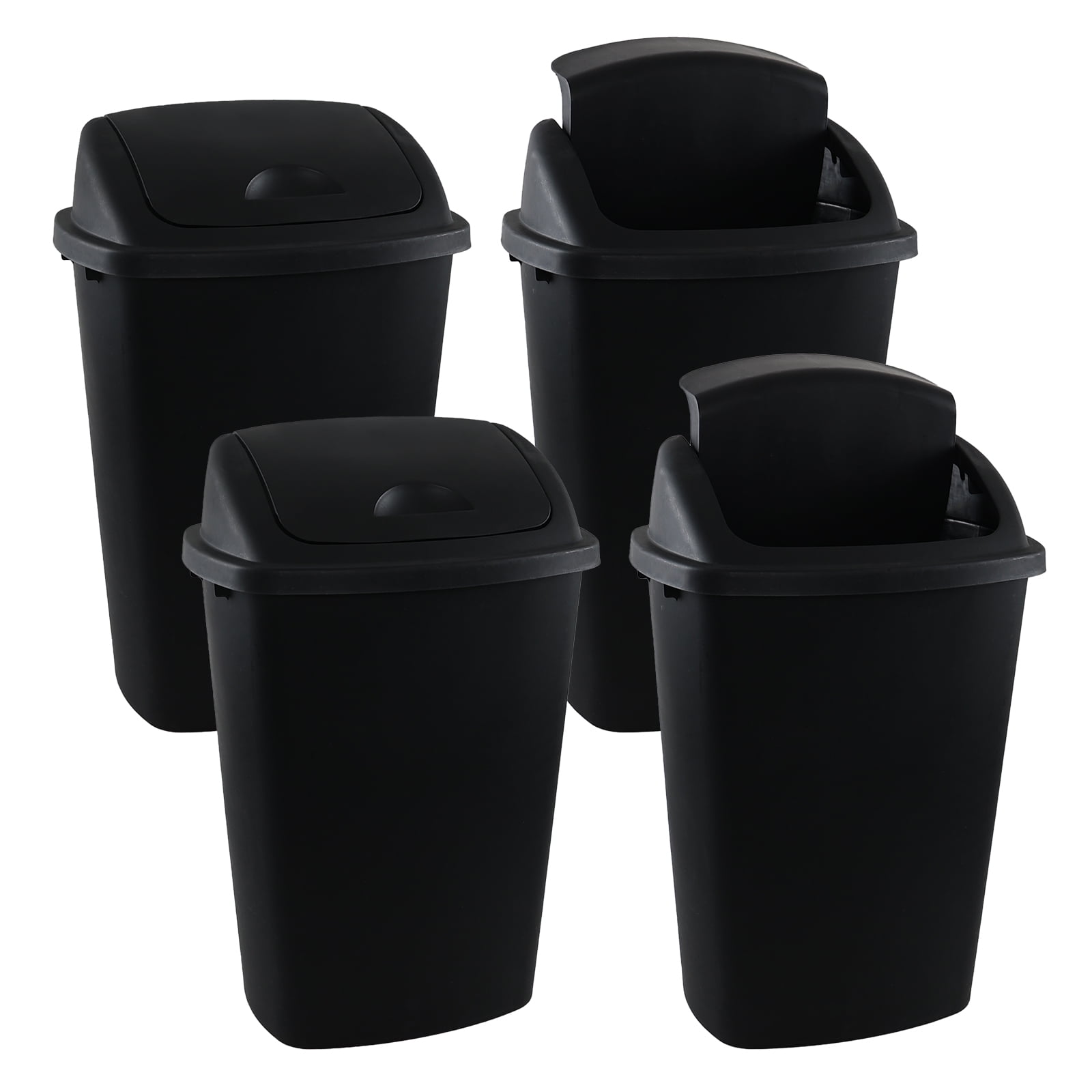 Minekkyes 4 Packs Kitchen Trash Can 13 Gallon with Swing Lid, Plastic ...
