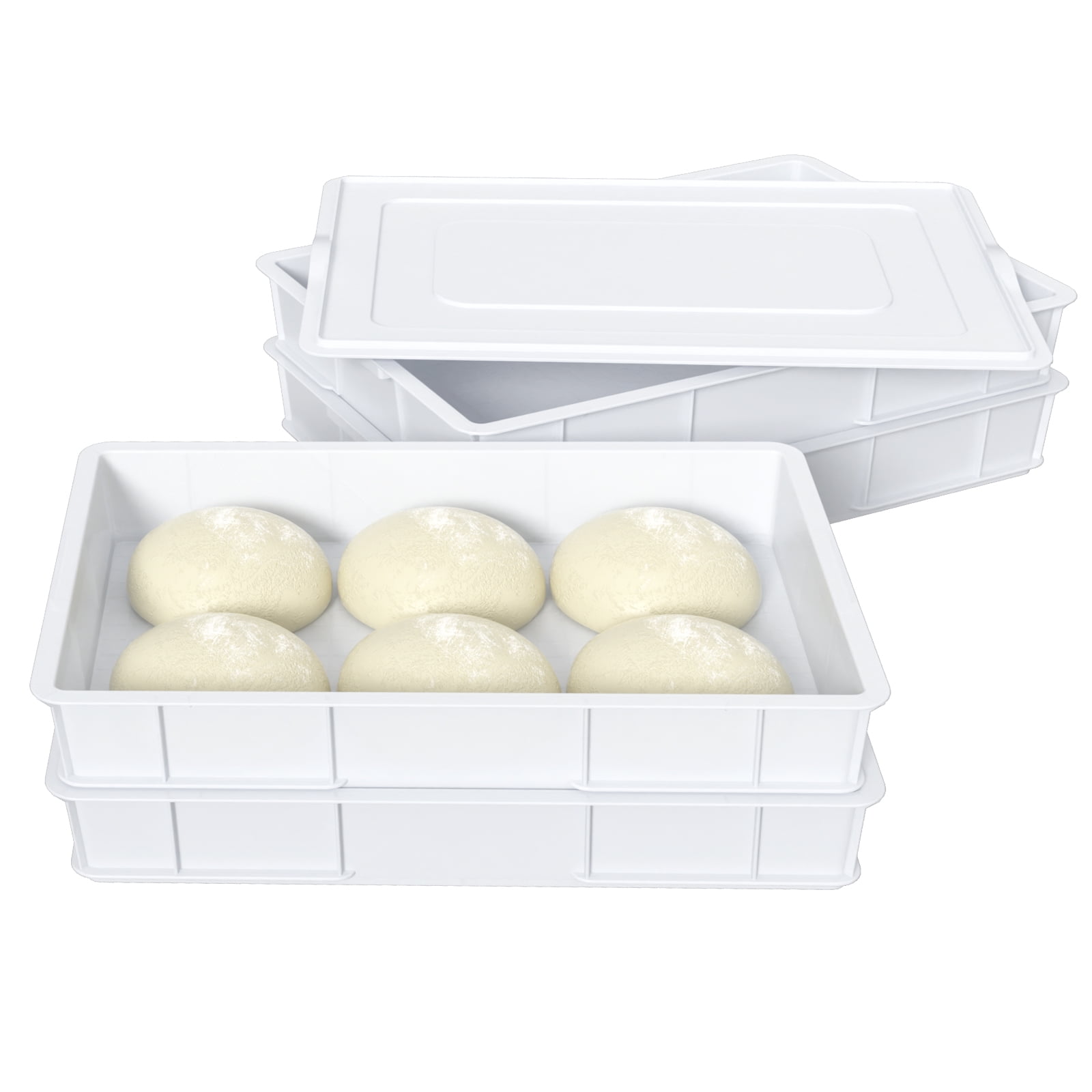 Minekkyes 4 Packs Plastic Dough Proofing Box Tray with Lid, Stackable ...