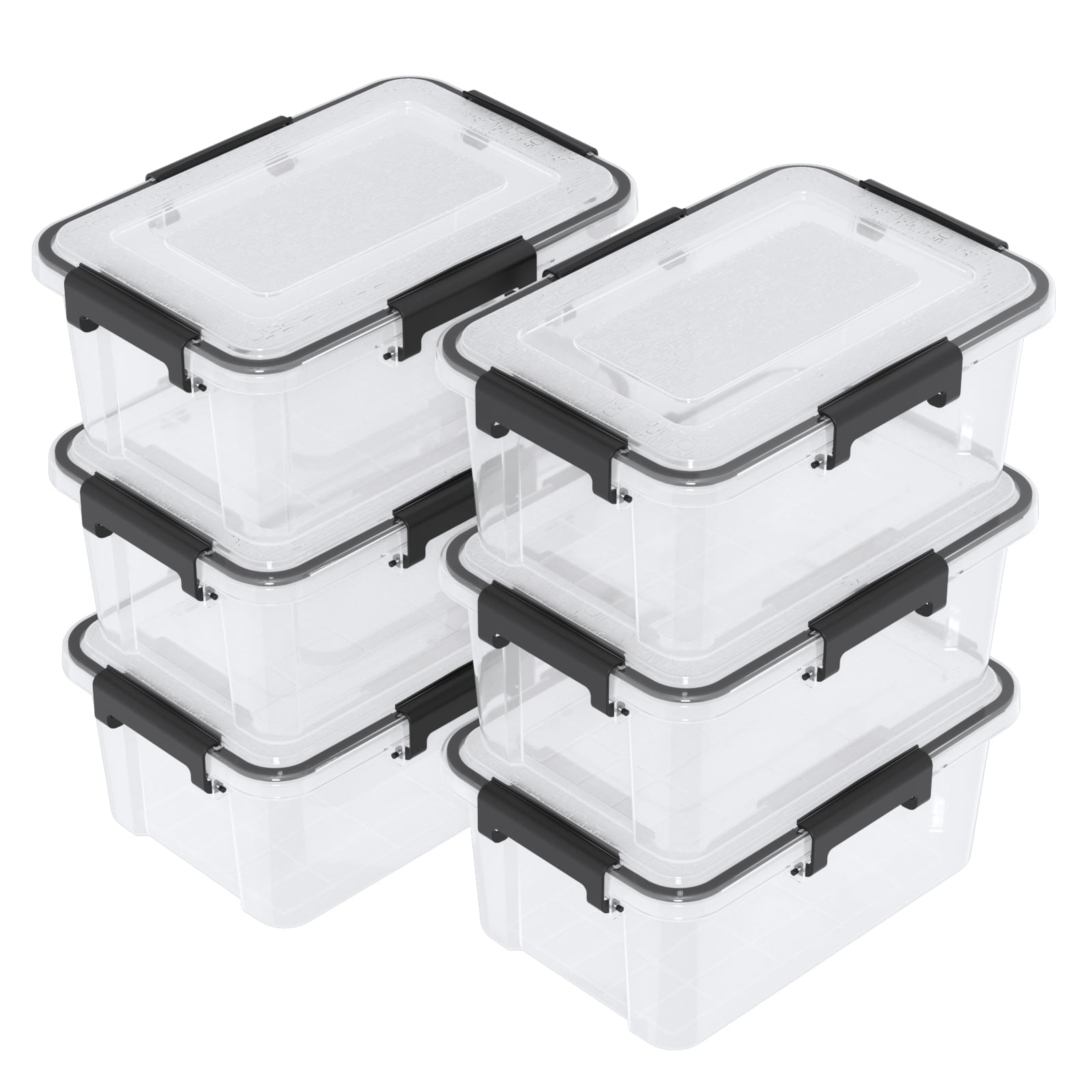 Minekkyes 6 Pack 10 L Stackable Storage Bin with Latching Lid and Tight ...